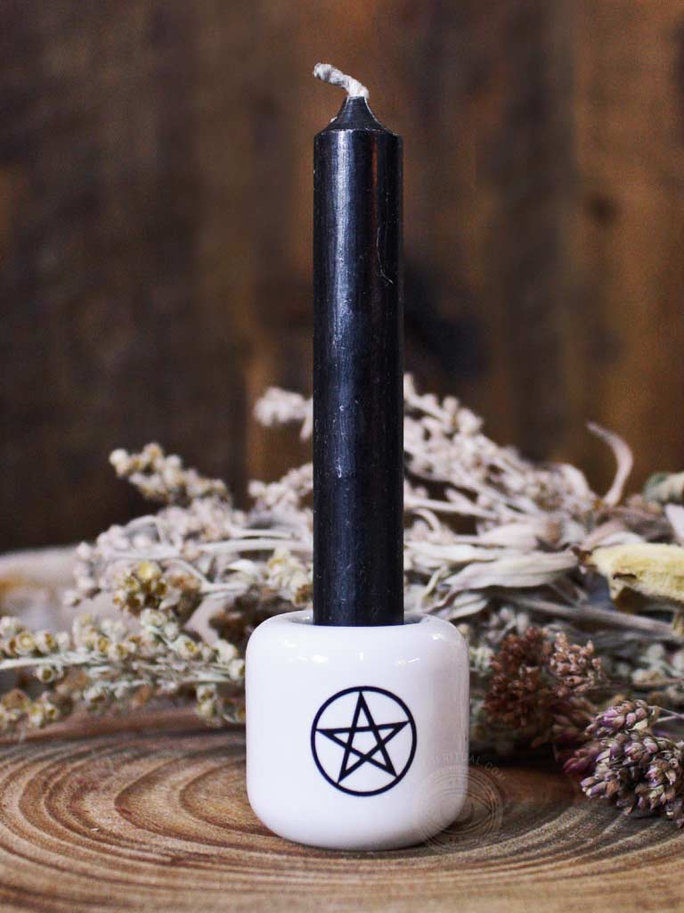 Black or White Pentacle Chime Candle Holders - Rite of Ritual
